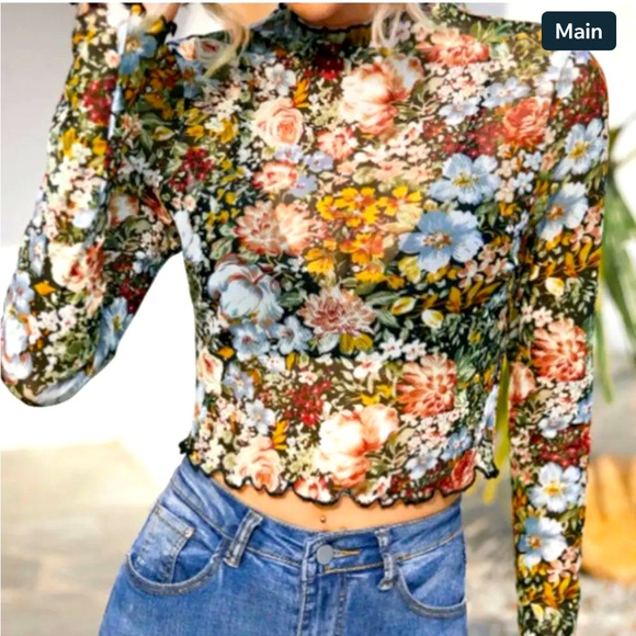 Tops | Mesh Floral Top | Poshmark